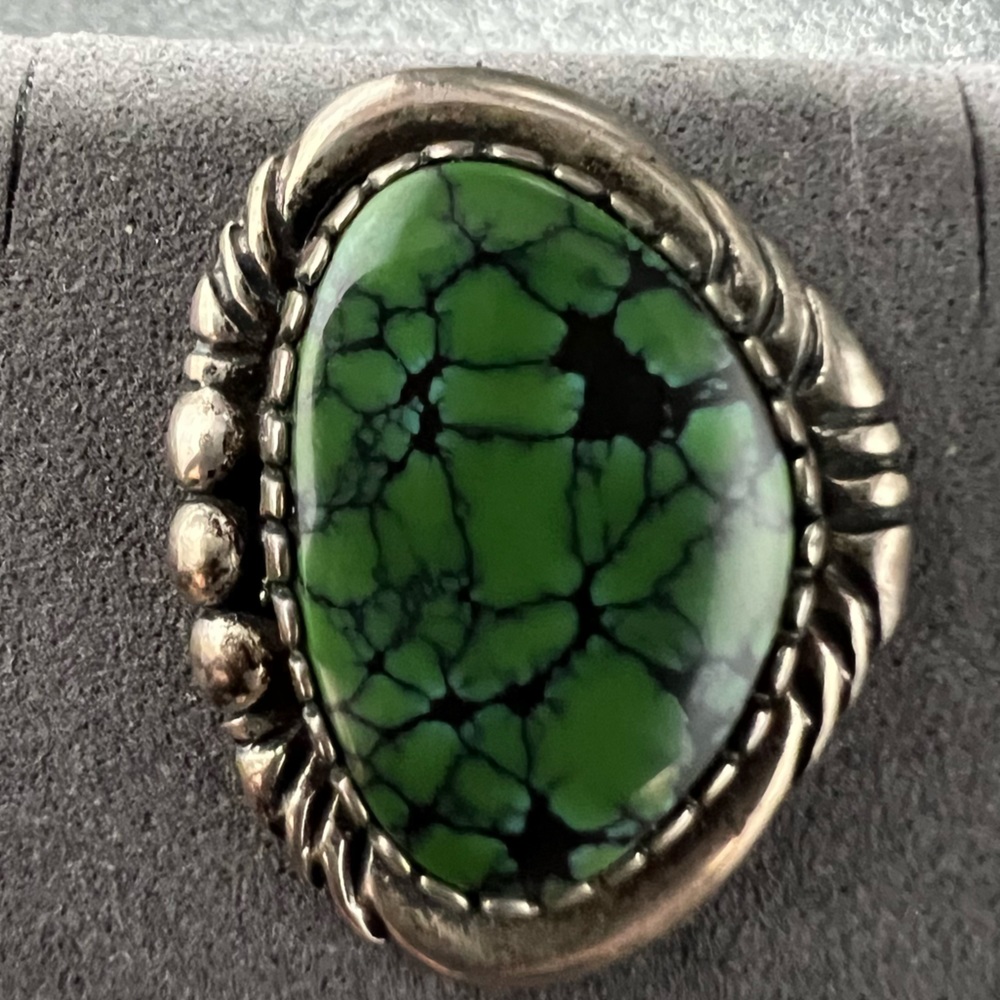 Native American Damele Green Spider Web Turquoise Pos… - Gem